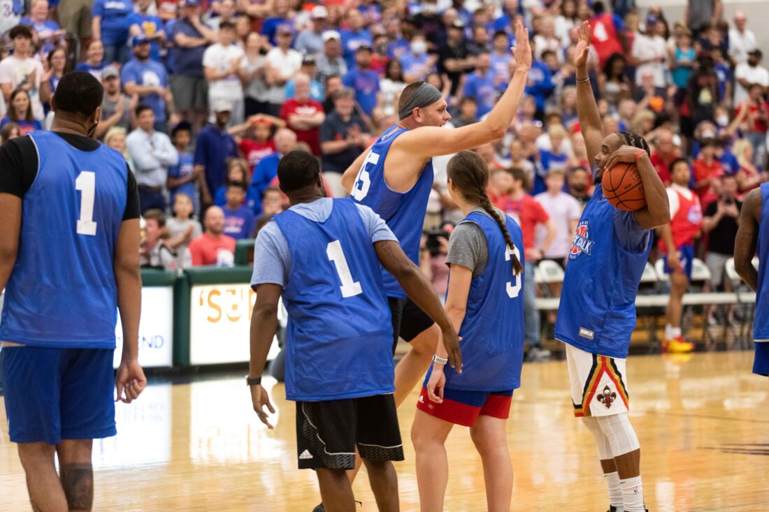 Red team tops Blue on unlikely buzzer beater at 14th annual Rock Chalk ...
